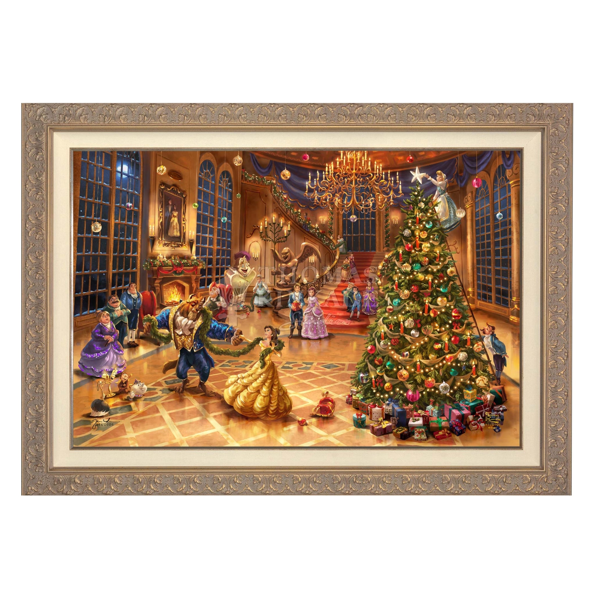 Disney Beauty and the Beast Christmas Celebration by Thomas Kinkade ...