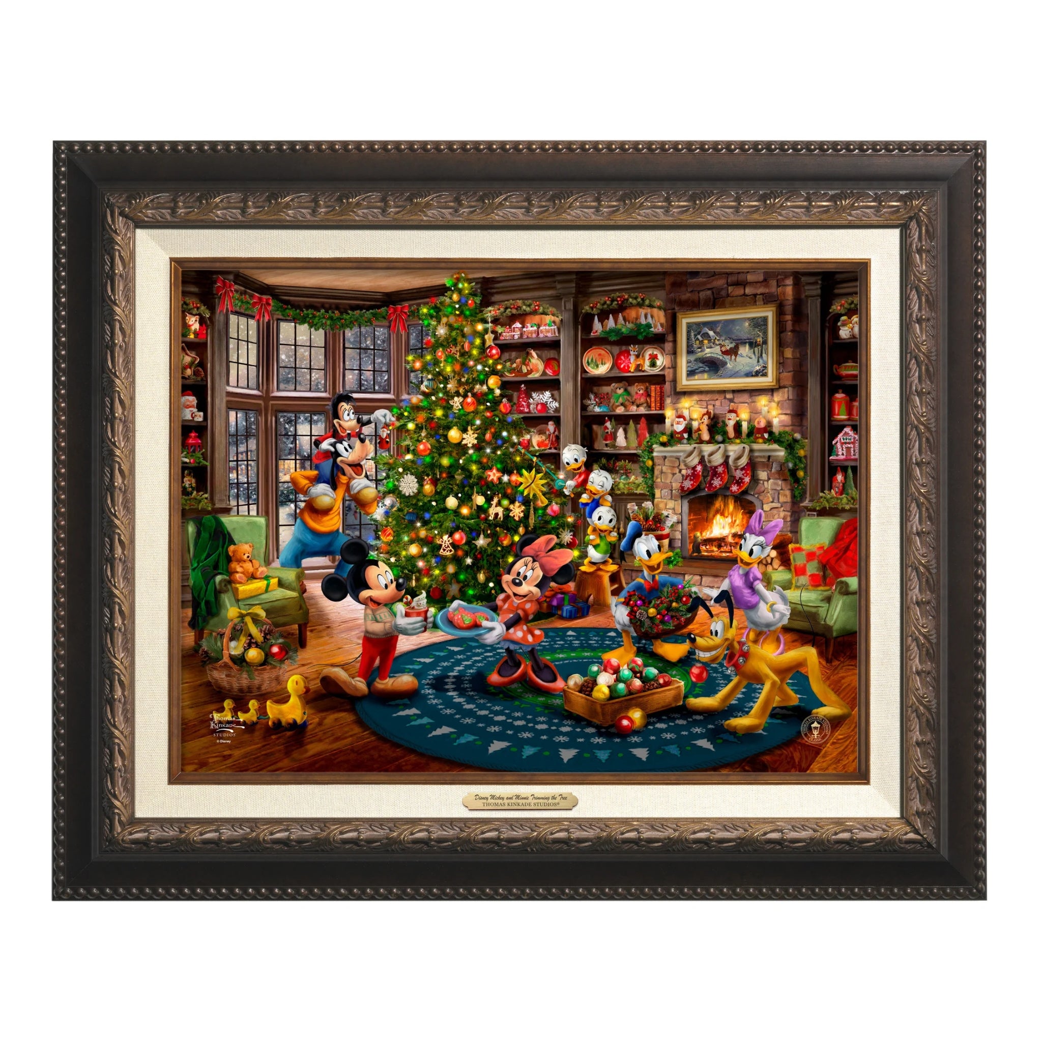 Disney Mickey and Minnie Trimming the Tree By Thomas Kinkade Studios ...