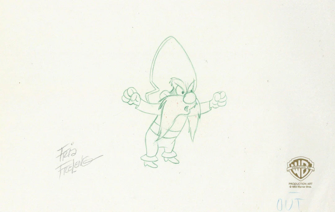 Drawing Yosemite Sam Looney Tunes Original Production Cel With